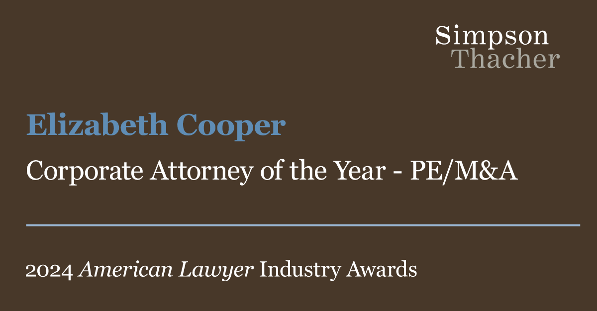 Elizabeth Cooper Named Corporate Lawyer of the Year: Private Equity and ...