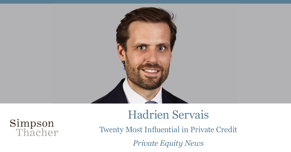 Hadrien Servais Named Among “Twenty Most Influential in Private Credit ...