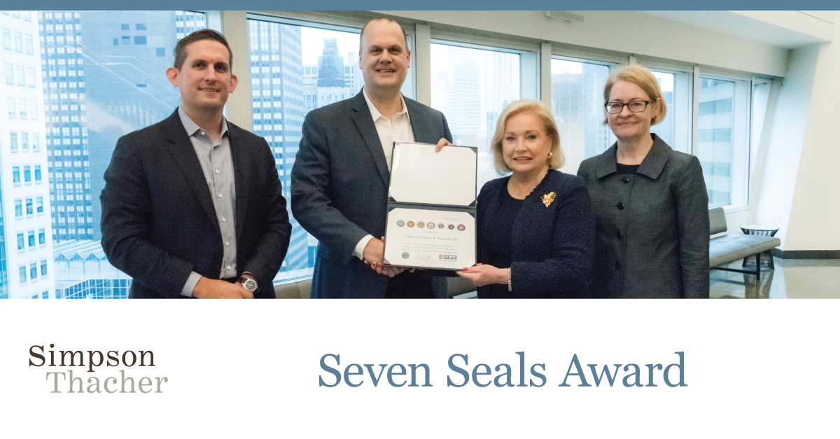 Simpson Thacher Honored with Seven Seals Award